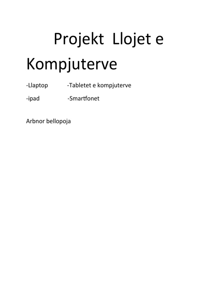 Projekt Llojet e Kompjuterve | PDF