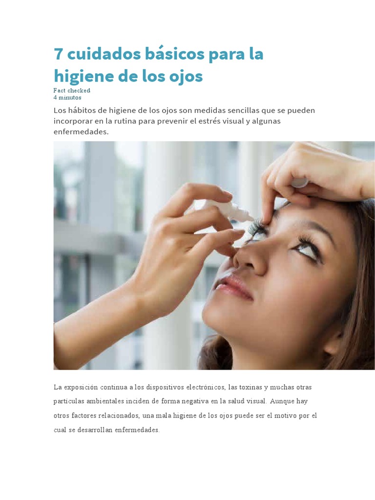 7 Cuidados Básicos para La Higiene de Los Ojos | PDF | Dieta | Higiene