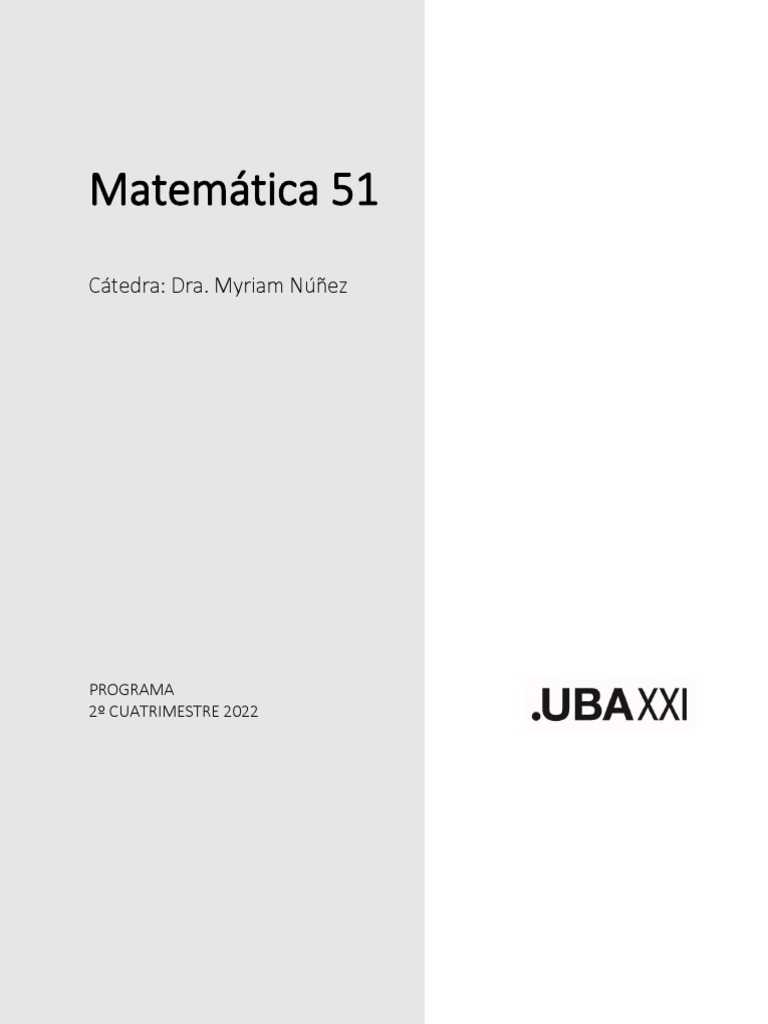 PROGRAMA Matemática 51 2C2022 | PDF | Función (Matemáticas) | Matemáticas