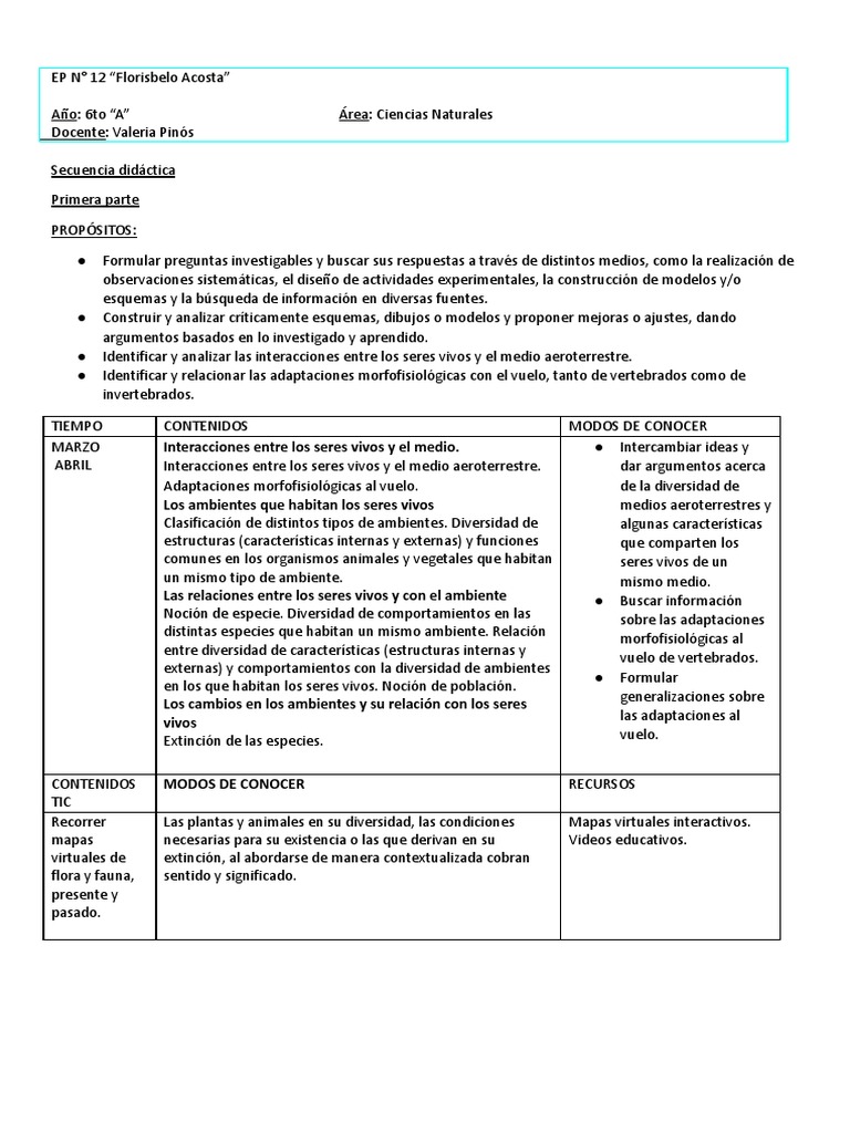 Secuencia Interacciones Entre Los Seres Vivos y El Ambiente 6 TO A ...