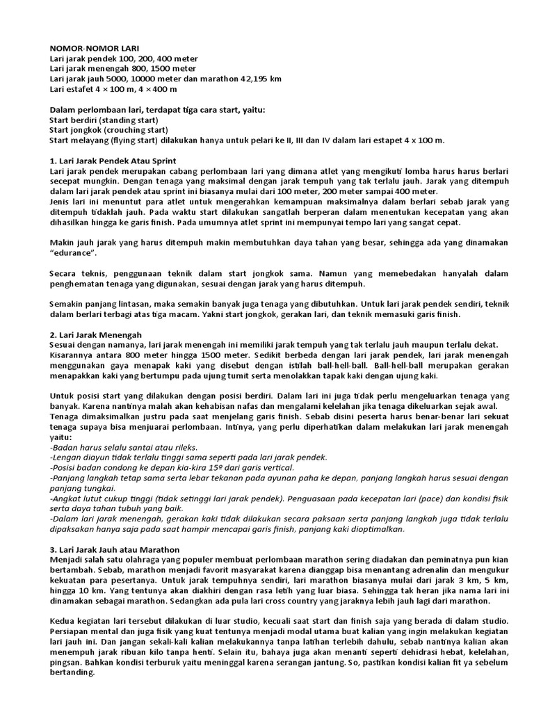 8 Materi 9 Lari | PDF