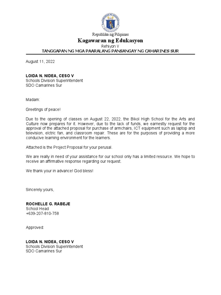 Letter of Request - Classroom Repair | PDF