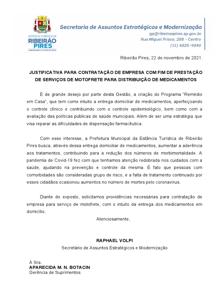 Justificativa Remédio em Casa | PDF | Autoajuda