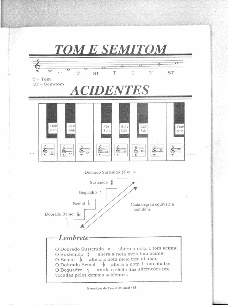 Exercicio - Teoria - Musical - Tom - Semitom | PDF