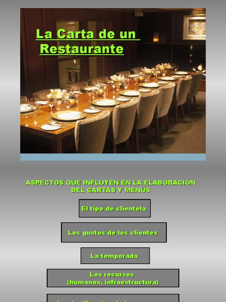 La Carta de Un Restaurante (PPTminimizer) | PDF | Alimentos | Cocina