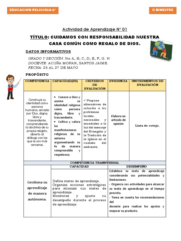 Sesión de Aprendizaje N1 - II Bimestre - 5 Grado | PDF | Aprendizaje ... Sesión de Aprendizaje N1 - II Bimestre - 5 Grado | PDF | Aprendizaje ...