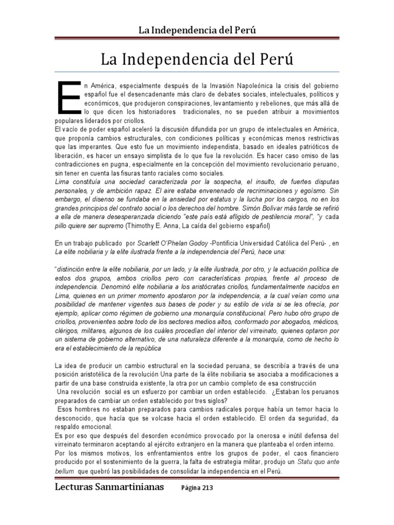 La búsqueda de independencia en Perú | PDF | Perú
