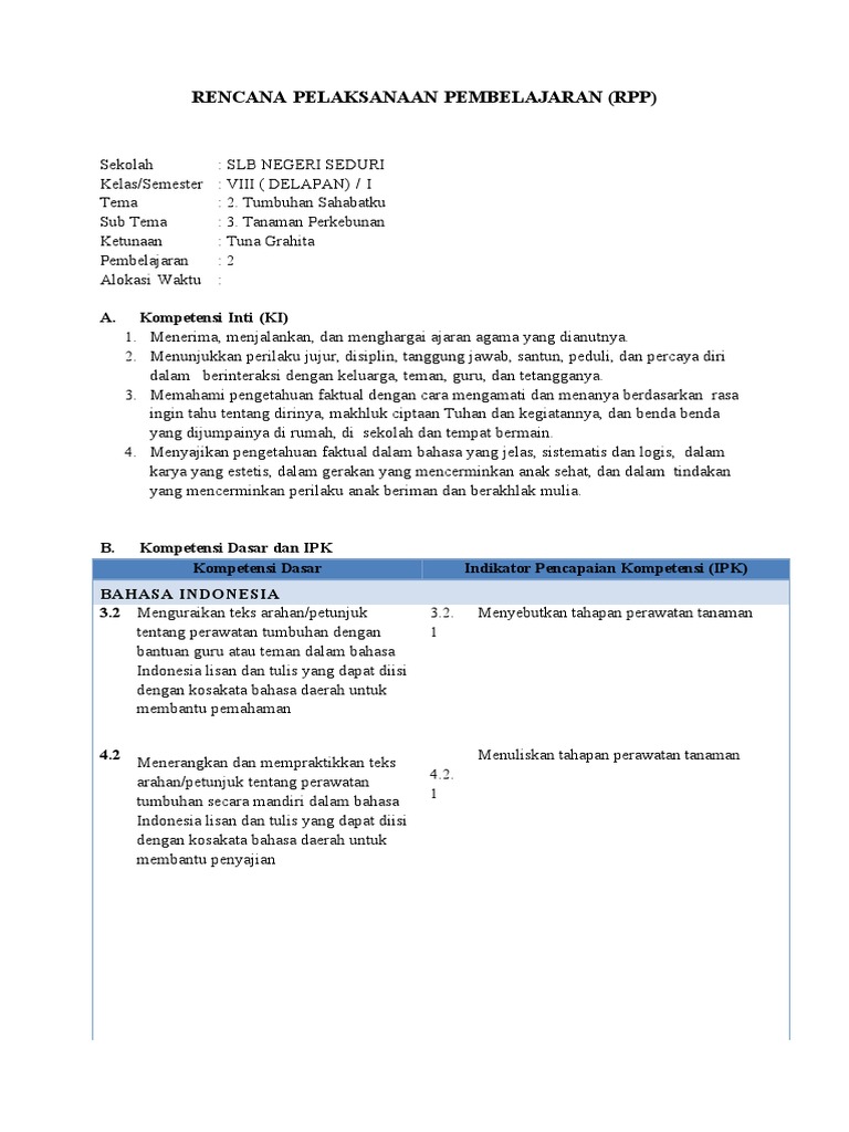 RPP KLS-8C Tema 2 Subtema 3 PB-2 | PDF