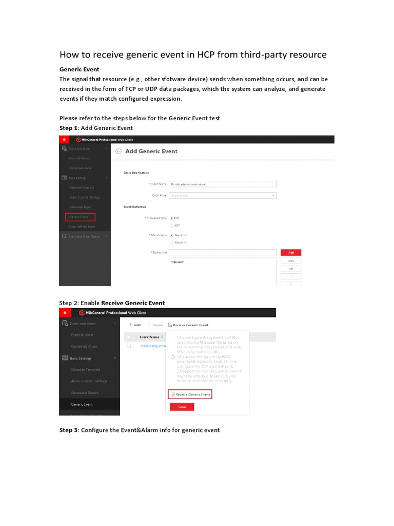 How To Receive Generic Event in HCP From Third-Party Resouce | PDF
