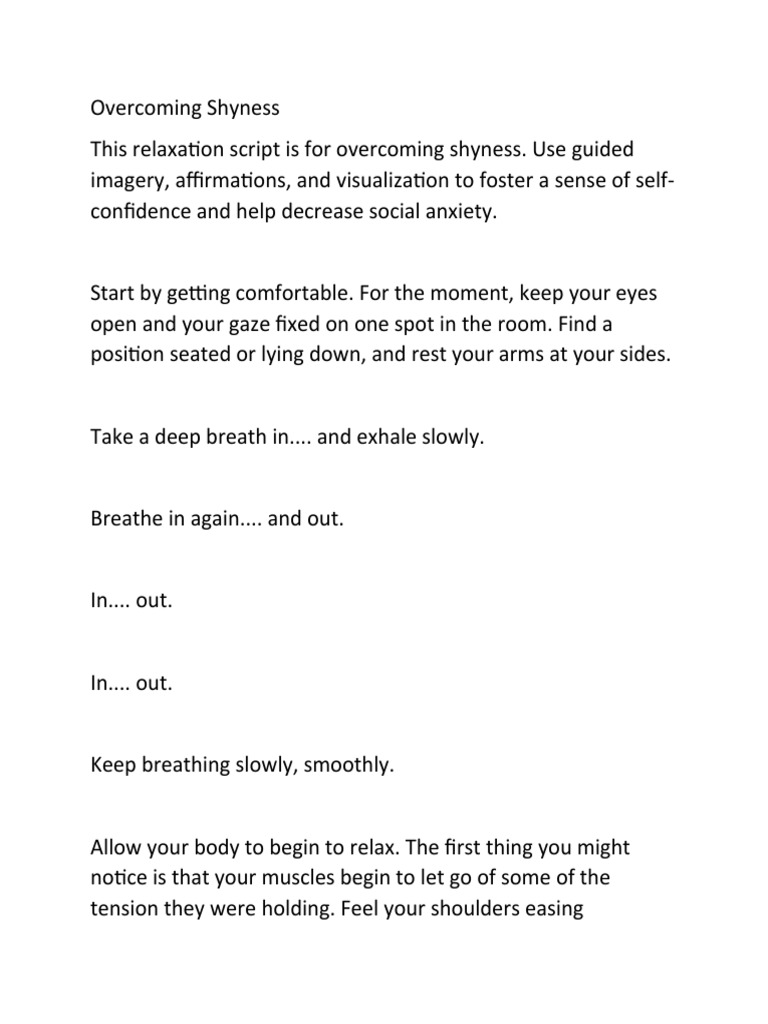 Overcoming Shyness | PDF | Shyness | Relaxation (Psychology)