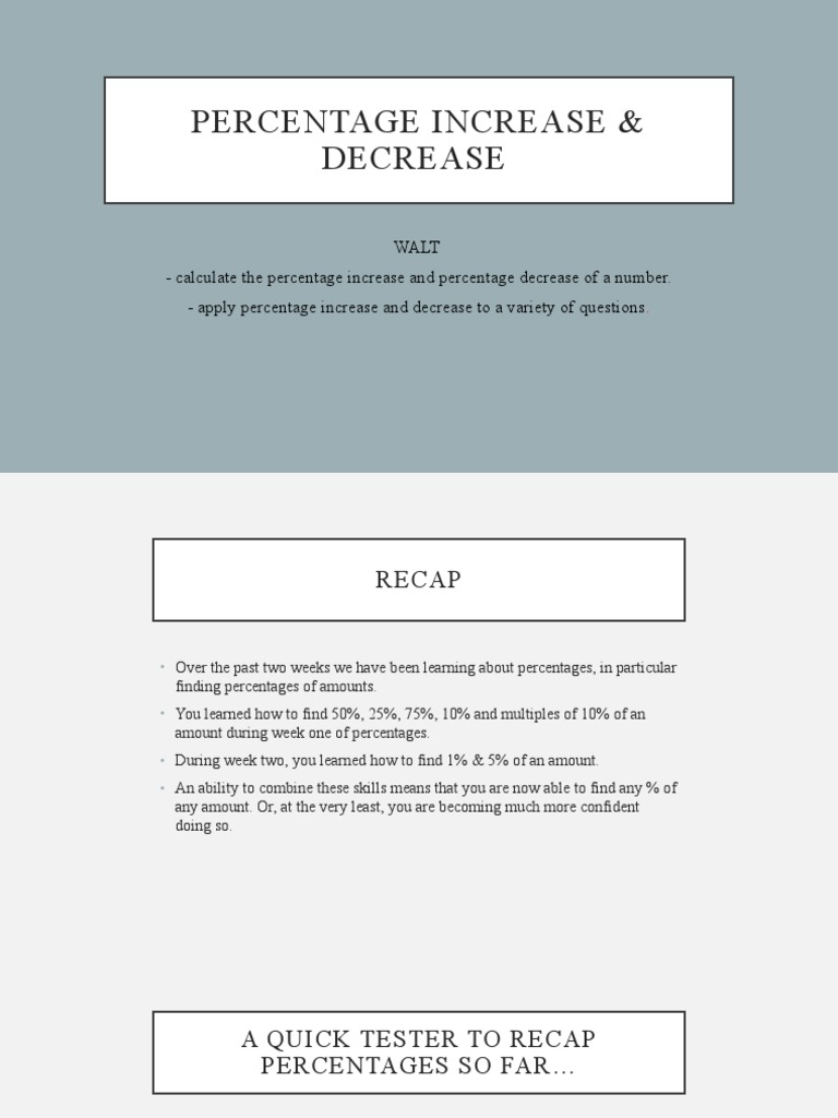 Calculate Percentage Increase & Decrease | PDF | Percentage