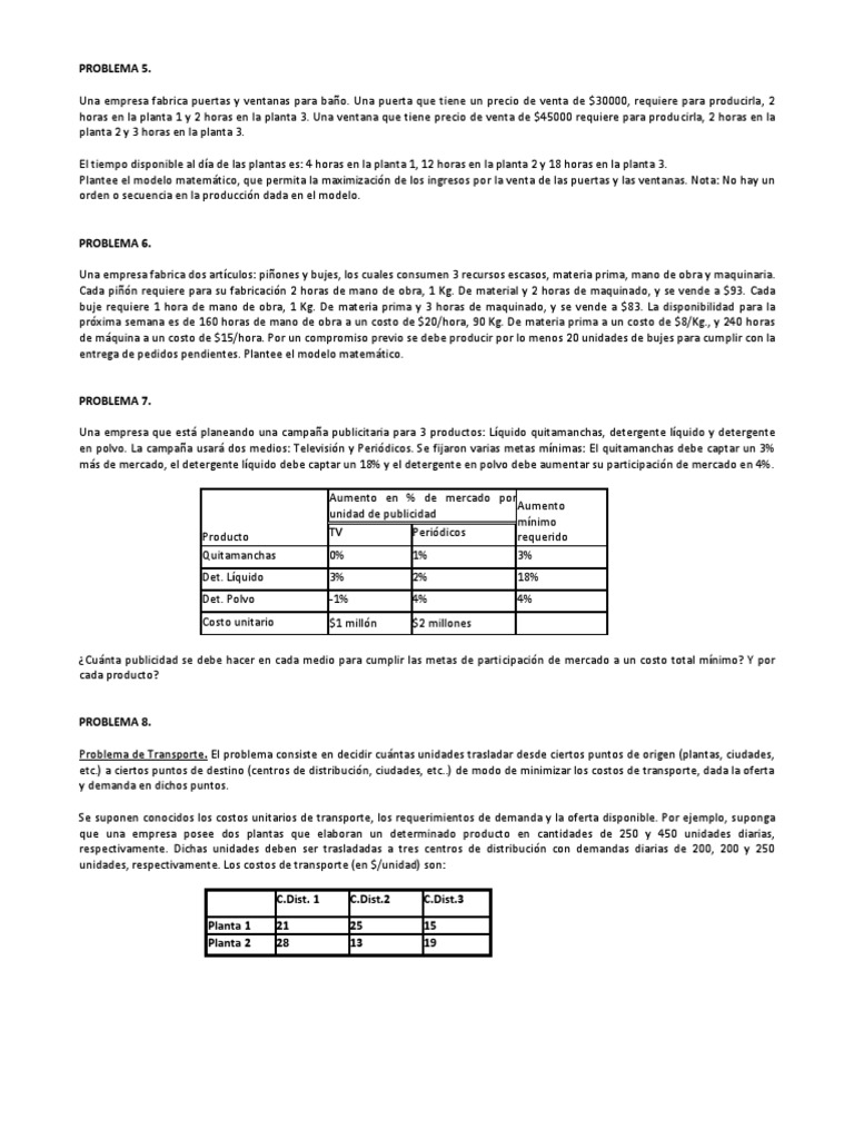 Jearias - 2 - Semana 2. C4 - Problemas de Clase | PDF | Mercado (economía) | Transporte