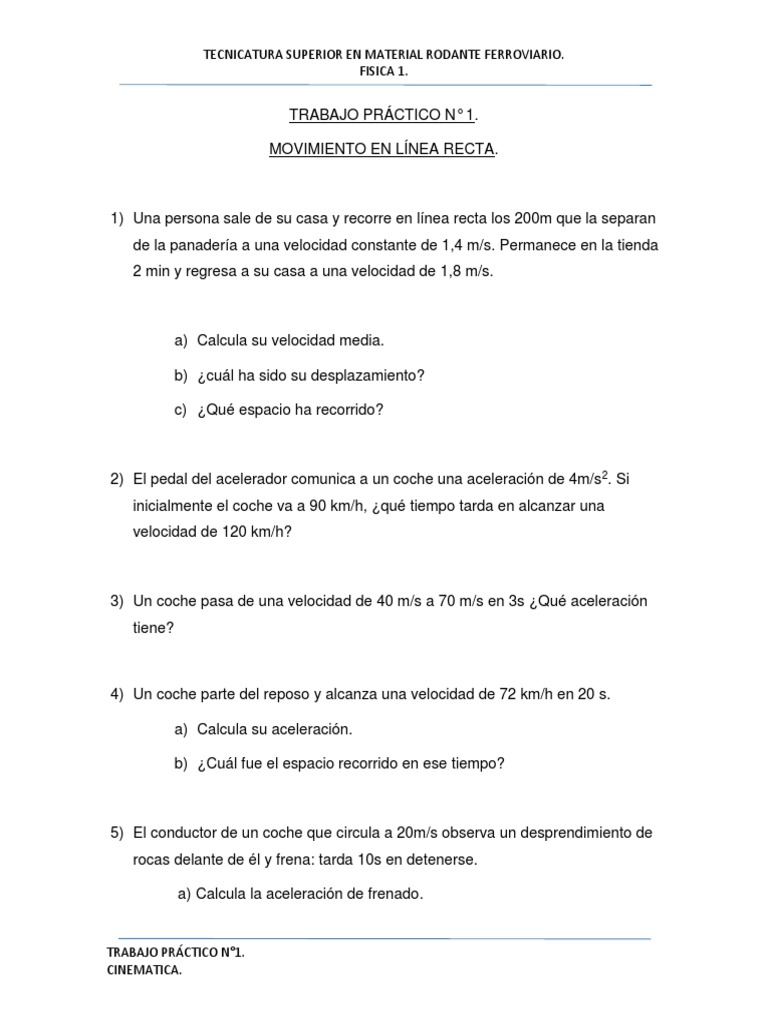 TP1 Movimiento en Linea Recta | PDF | Hogar, jardinería y bricolaje
