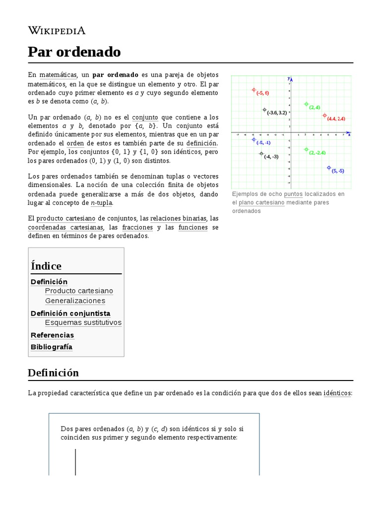 Par Ordenado | PDF | Conjunto (Matemáticas) | Sistema de coordenadas ...