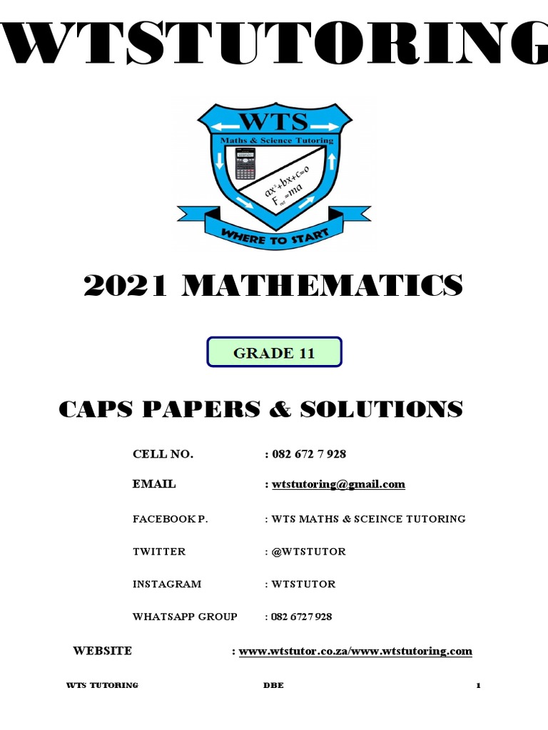2022 WTS 11 Mathematics Guide Q & S PDF | PDF | Science | Mathematics