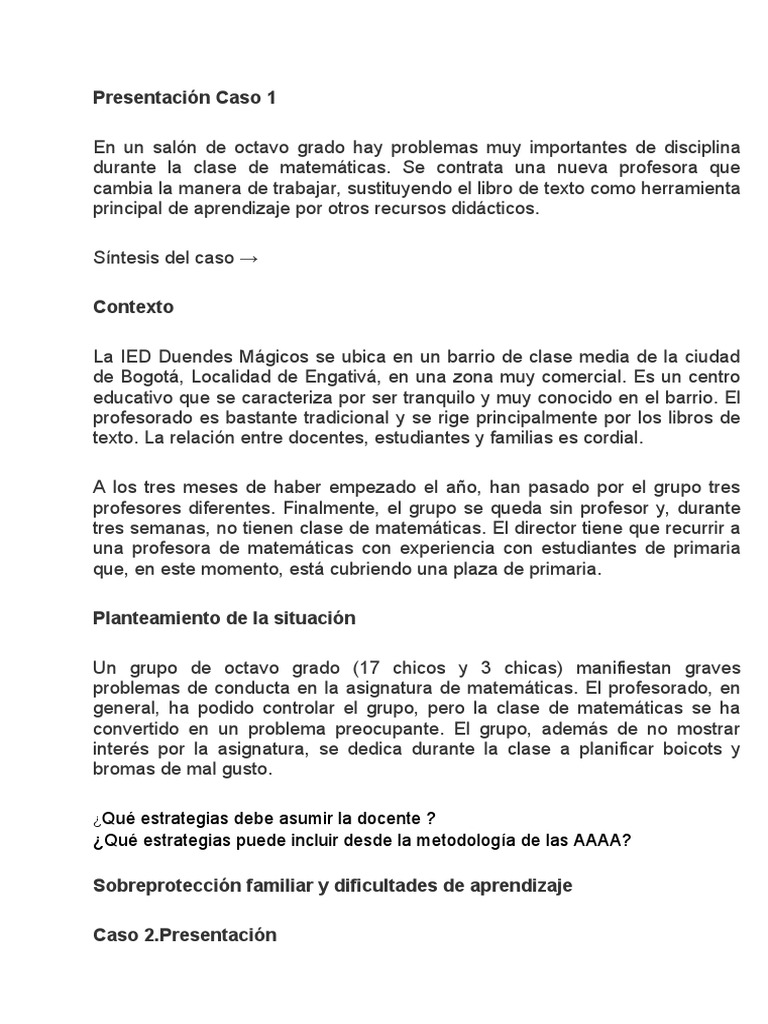Ejemplo Estudio de Casos | PDF | Aprendizaje | Maestros