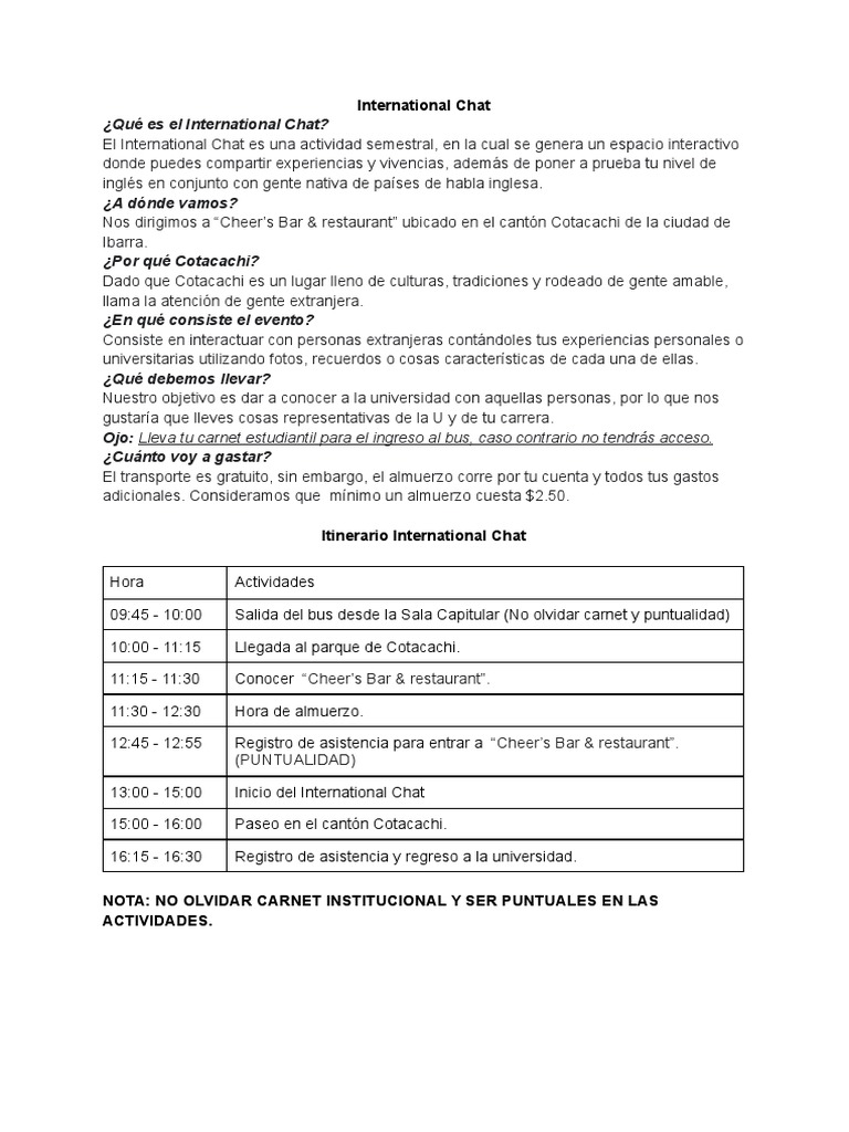 International Chat | PDF