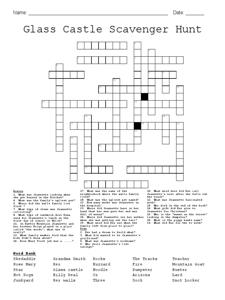 Glass Castle Scavenger Hunt | PDF