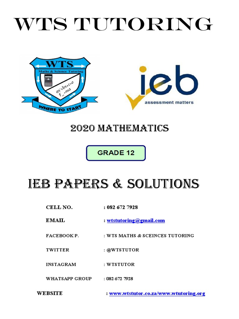 IEB-NCS Mathematics Solutions | PDF | Learning | Behavior Modification
