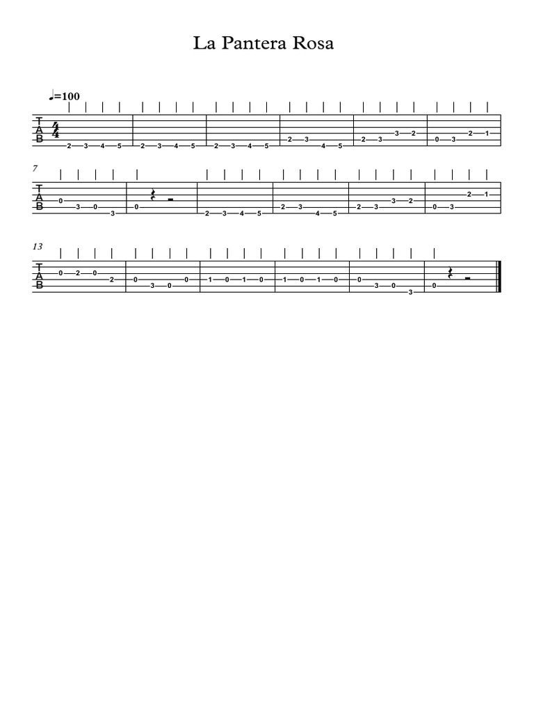 La Pantera Rosa (Tab) - Partitura Completa | PDF