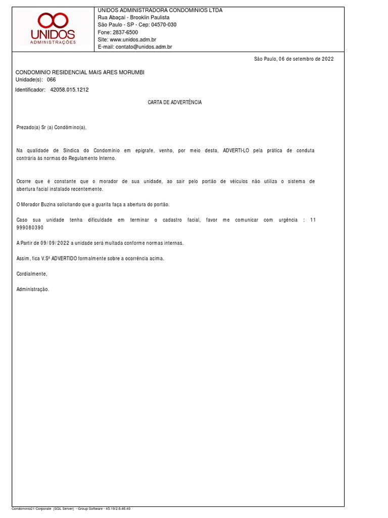 Carta de Advertência | PDF