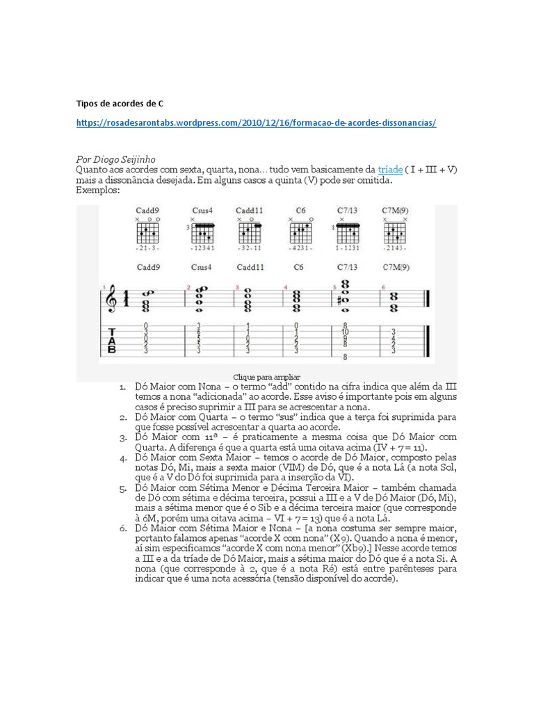 Tipos de Acordes de C | PDF | Acorde (música) | Harmonia