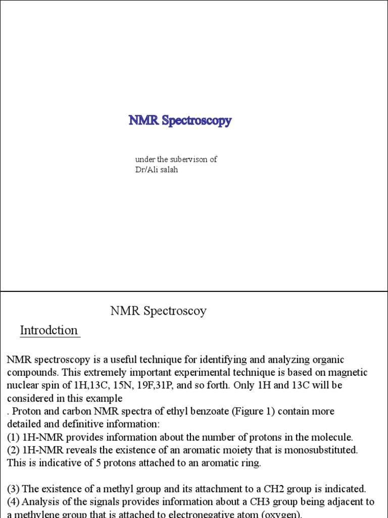 NMR Part 1 | PDF | Nuclear Magnetic Resonance | Nuclear Magnetic ...