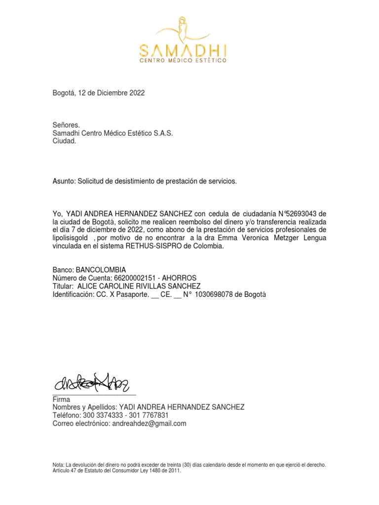 Carta de Devolucion | PDF