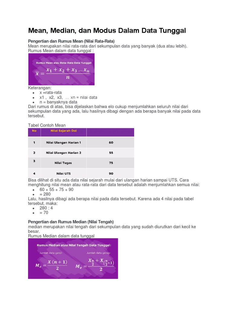 Mean, Median Dan Modus | PDF