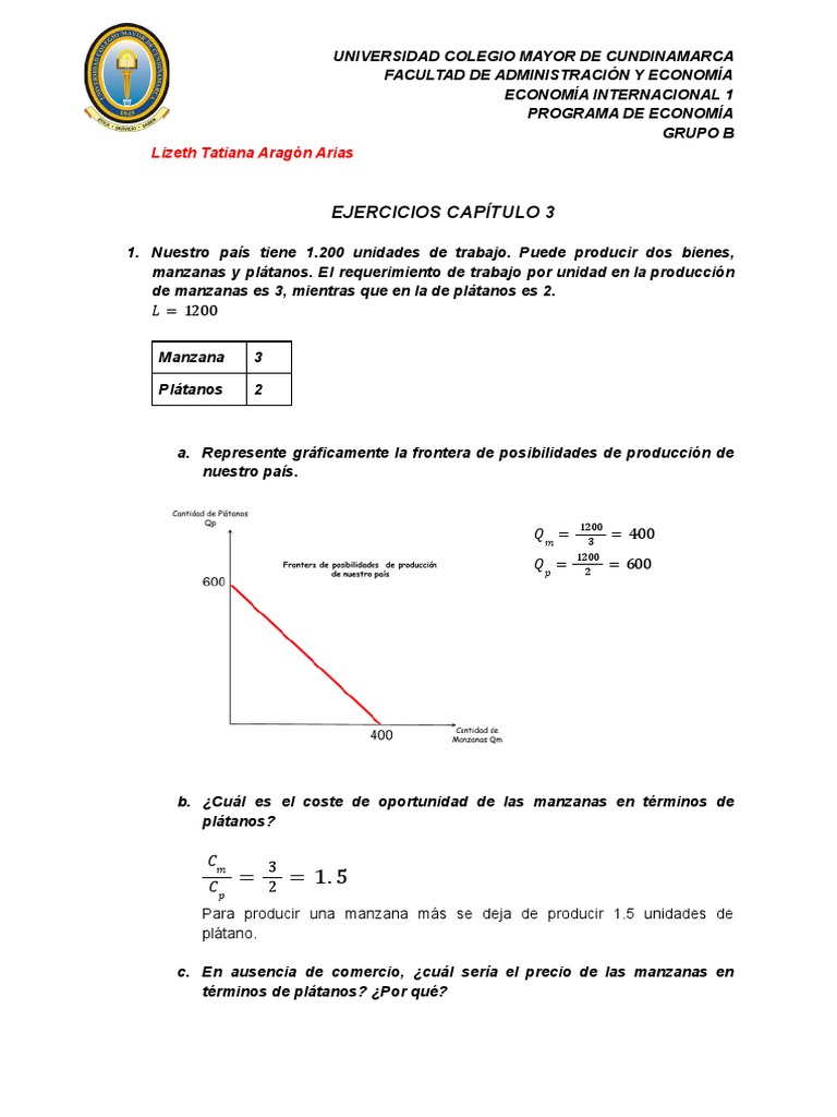 Ejercicio Cap 3 | PDF | Ventaja comparativa | Oferta (economía)