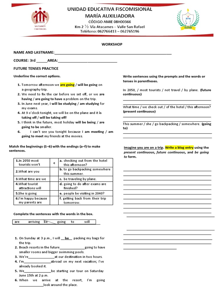 Workshop Grammar Tense 4th Partial | PDF | Tourism
