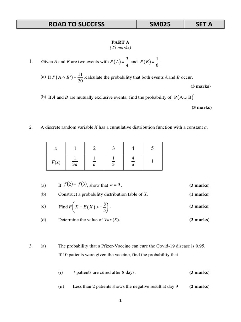 Soalan Klon Set A Pelajar SM025 | PDF | Probability Distribution ...