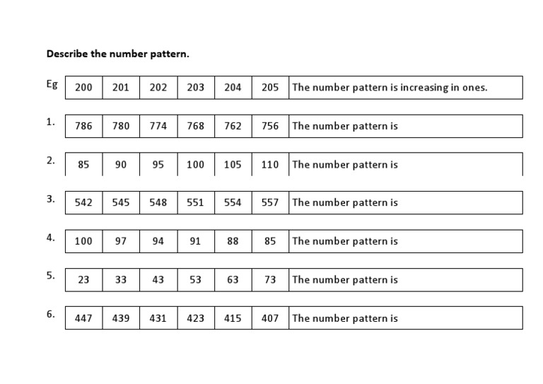 Homework 25.05 - Describe The Number Pattern | PDF