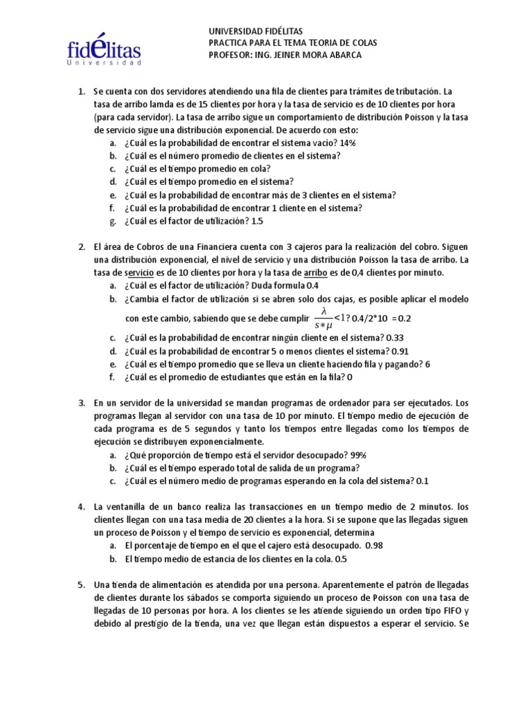 Practica Teoria de Colas Semana 03 | PDF