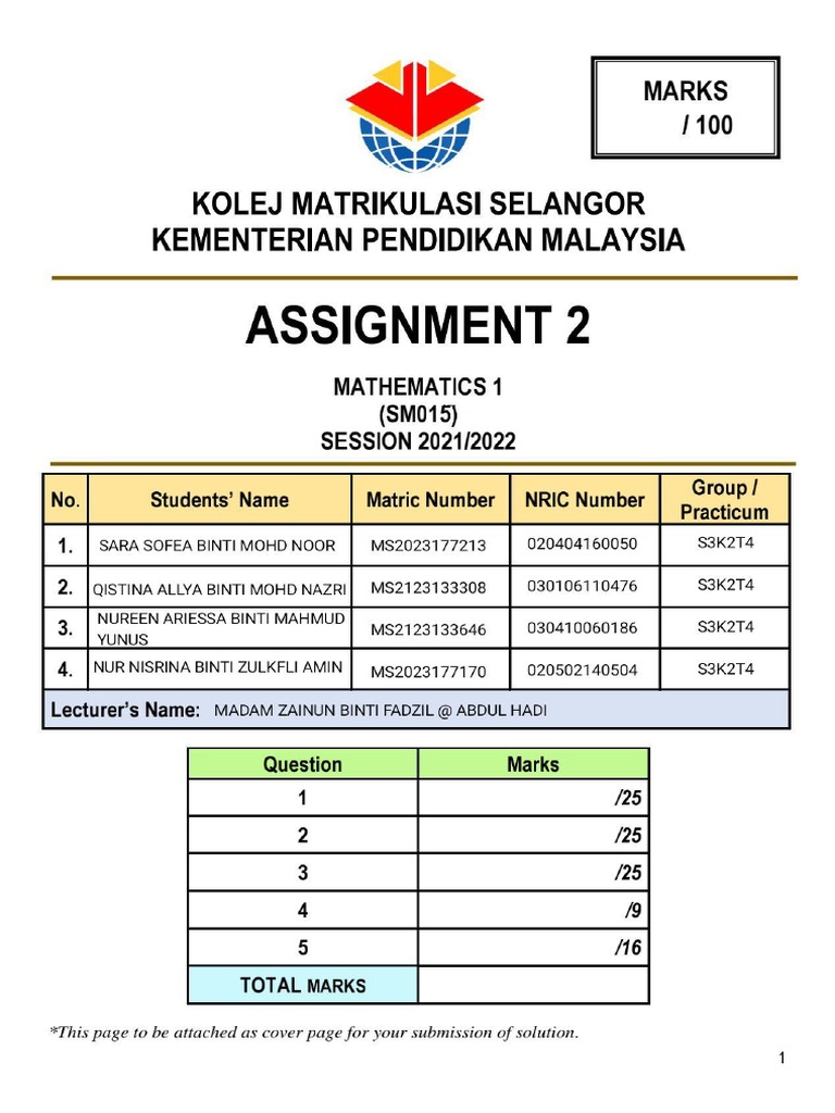SET A Question Paper Assignment 2 SM015 2021-2022 | PDF