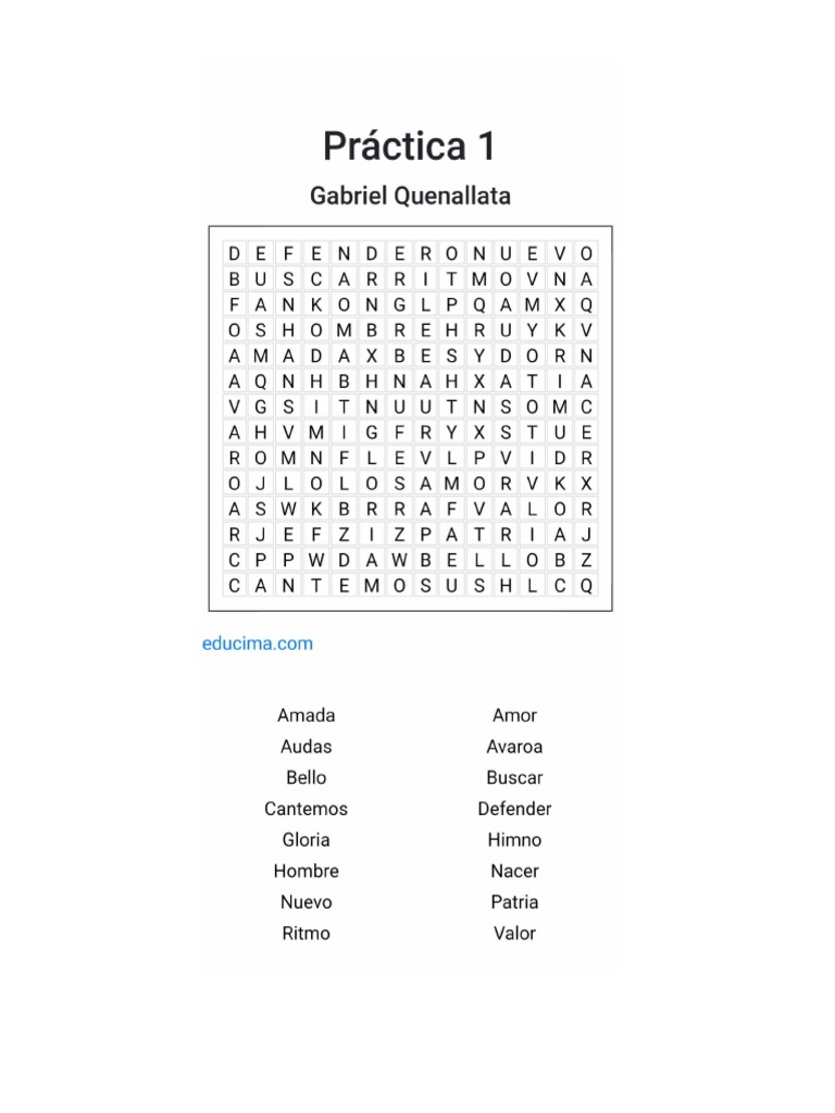 Sopa de Letras Canto Avaroa | PDF