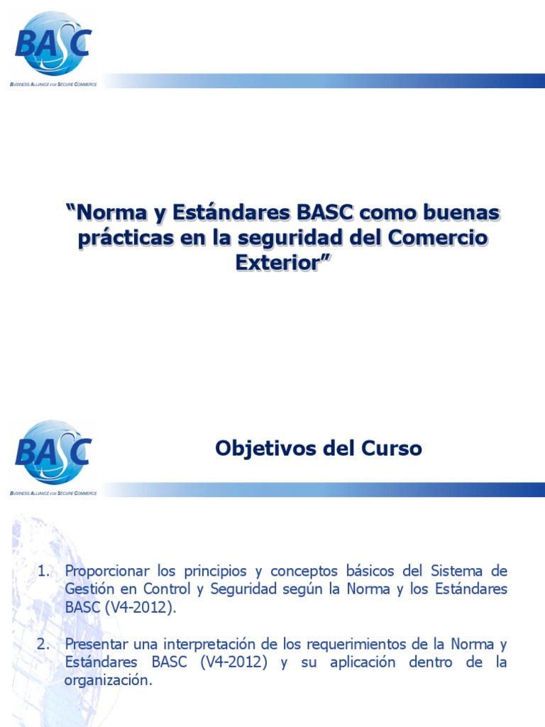 Norma y Estándares BASC Como Buenas Prácticas en La Seguridad Del Comercio Exterior V4 | PDF ...