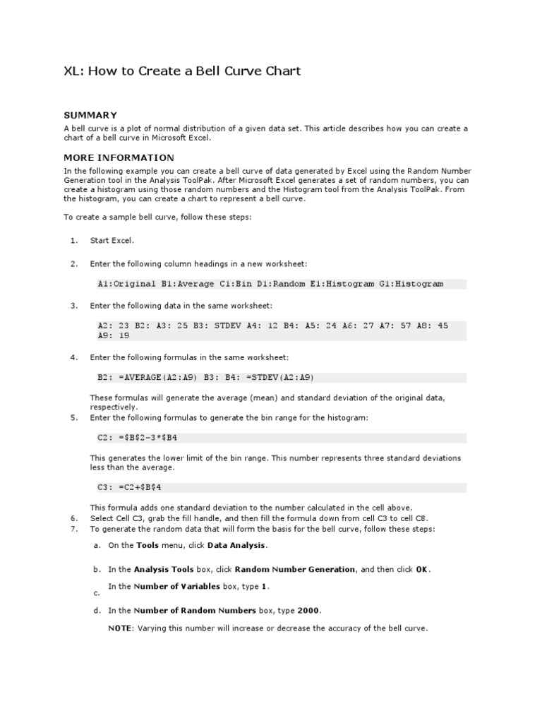 Create Bell Curve Chart in Excel | PDF | Histogram | Normal Distribution