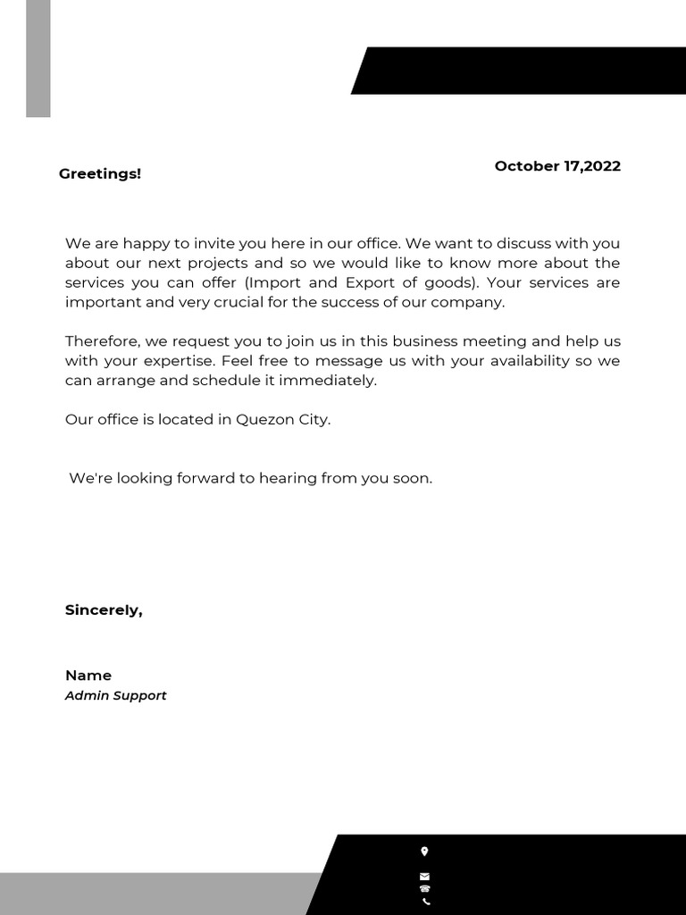 Letter For Invitation For A Company Visit | PDF