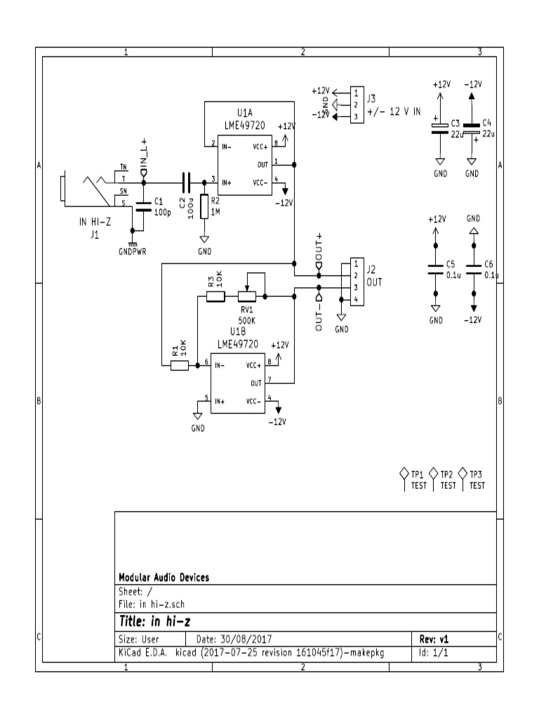 KiCad Hi-Z Modular Audio Schematic | PDF