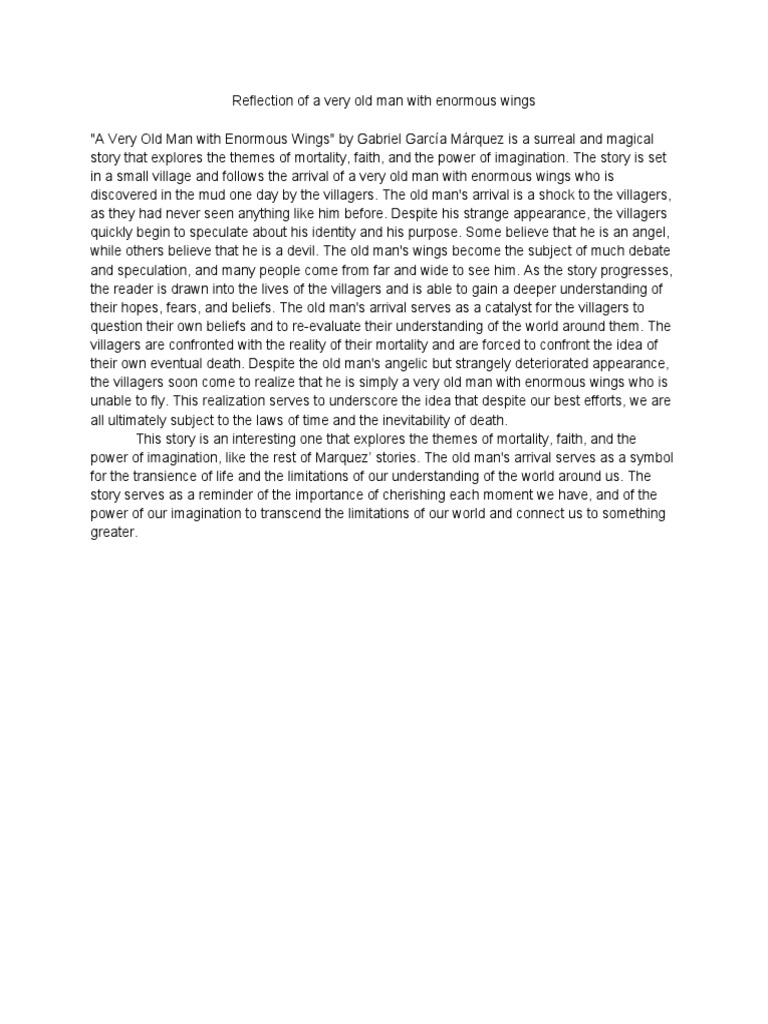 Reflection of A Very Old Man With Enormous Wings | PDF | General Fiction