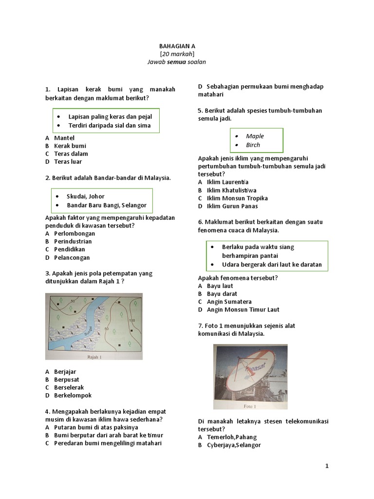 Kertas Exam Geografi f3 | PDF