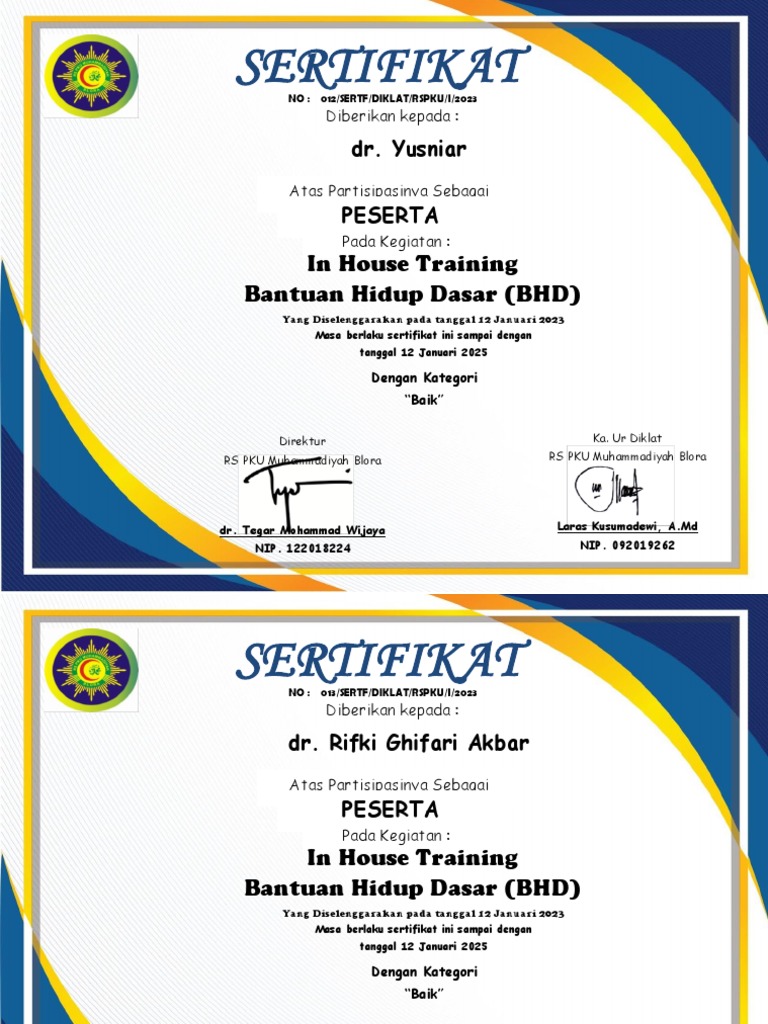 SERTIFIKAT BHD Dr. Umum | PDF