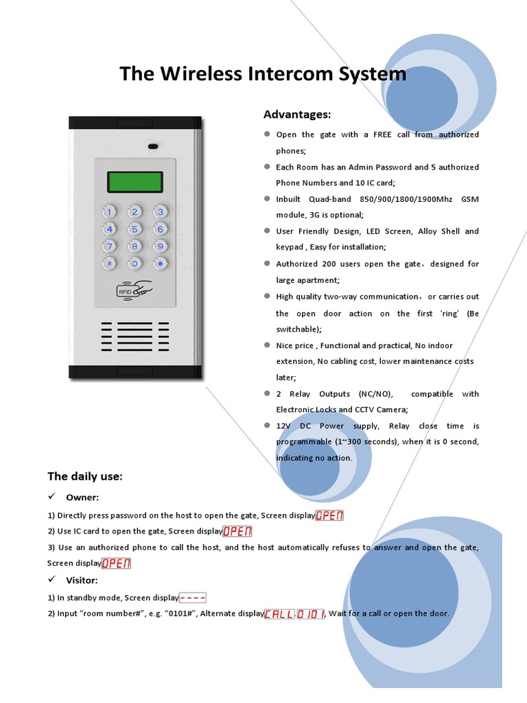 K6 Access Control Apartment Intercom 5 1 1 | PDF | Smart Card ...