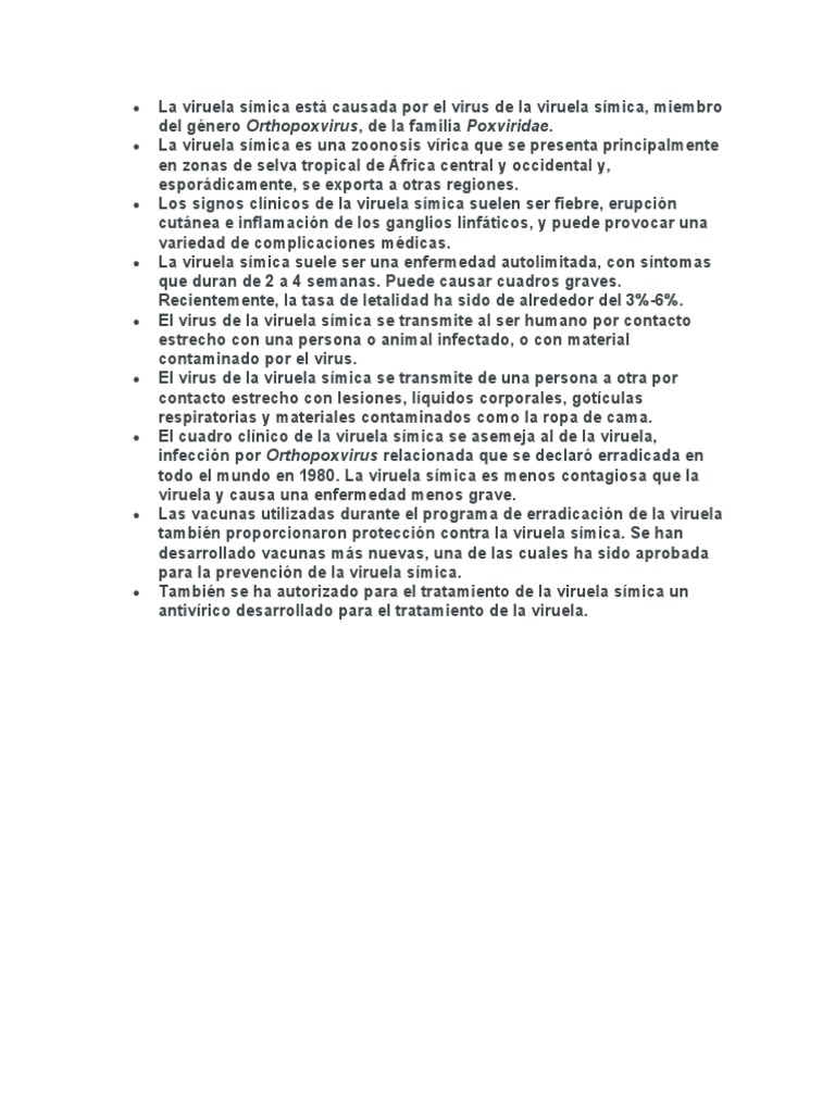 Viruela símica: síntomas y transmisión | PDF | Viruela | Virus