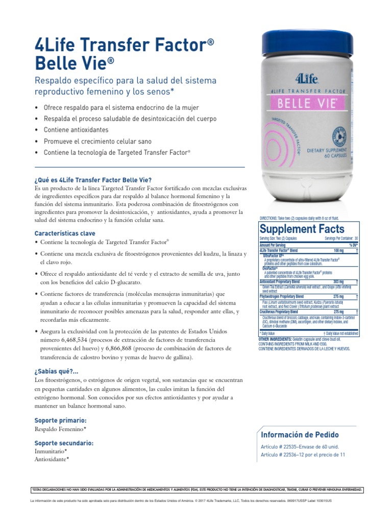 4life Transfer Factor Belle Vie | PDF