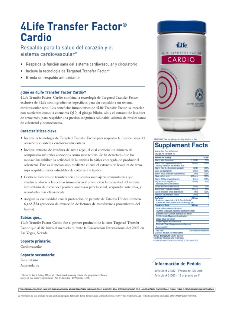 4life Transfer Factor Cardio | PDF | Productos naturales | Fisiología
