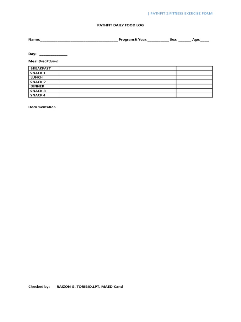 Pathfit Food Log | PDF