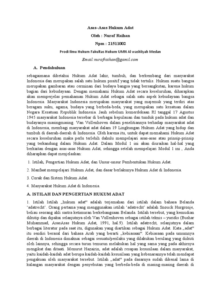 Asas Asas Hukum | PDF