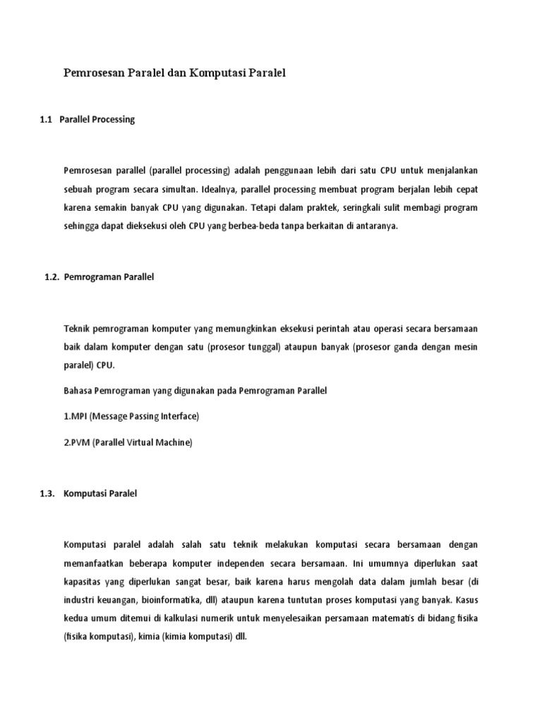 Pemrosesan Paralel Dan Komputasi Paralel | PDF